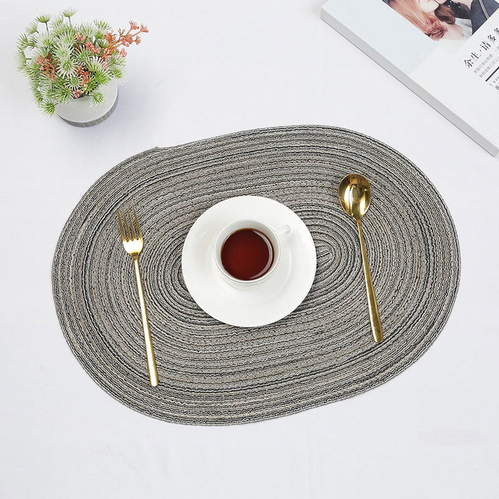 1/4/6/10PCS Oval Table Mats Braided Placemats for Dining Tables Natural ...