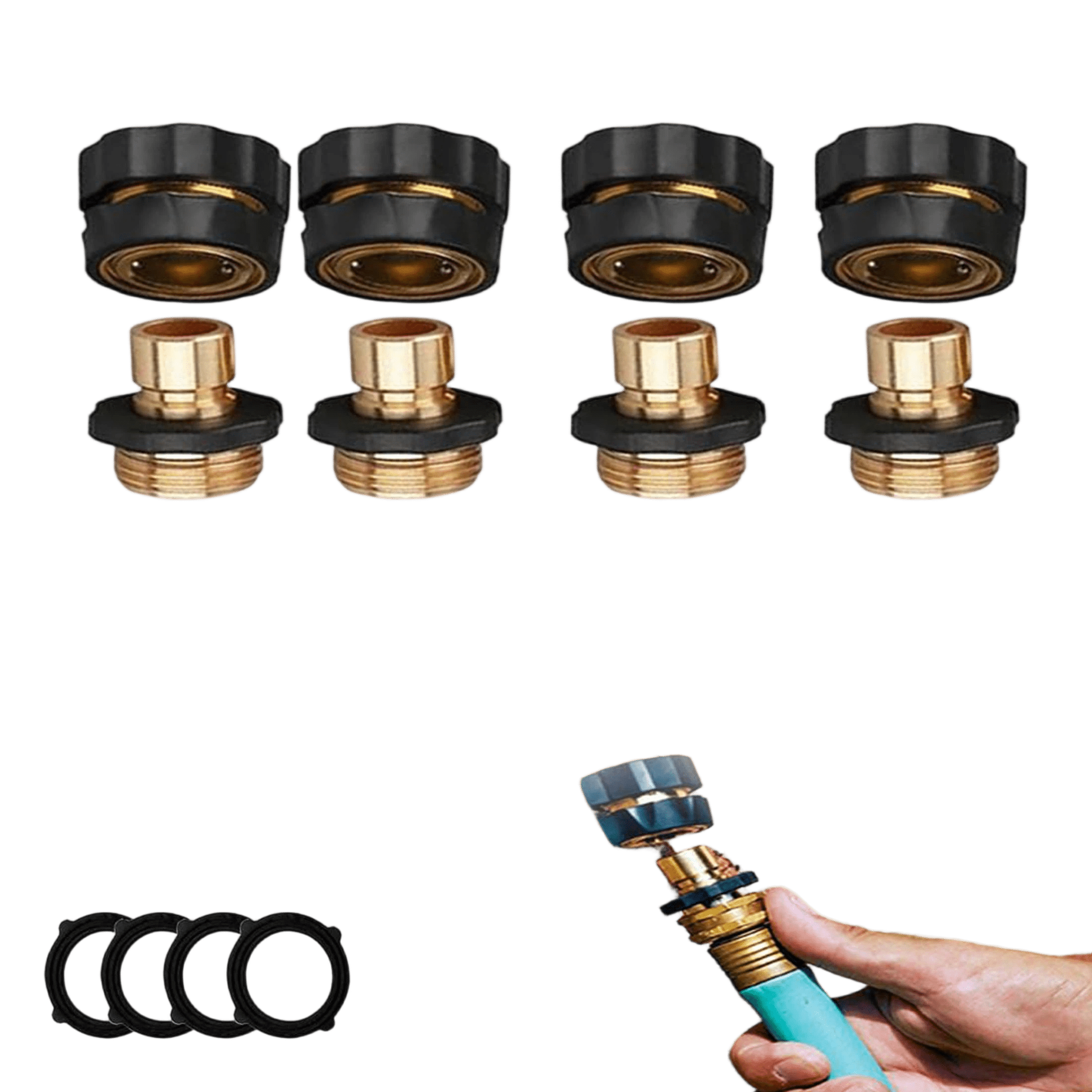1/4/6/8 Set Quick Connect Hose Fittings,3/4 Inch Aluminum Garden Hose ...