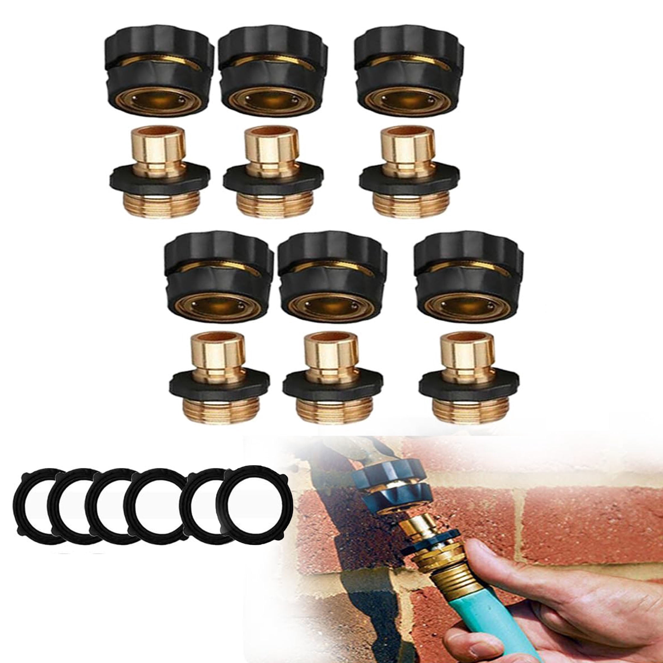 1/4/6/8 Set Quick Connect Hose Fittings,3/4 Inch Aluminum Garden Hose ...