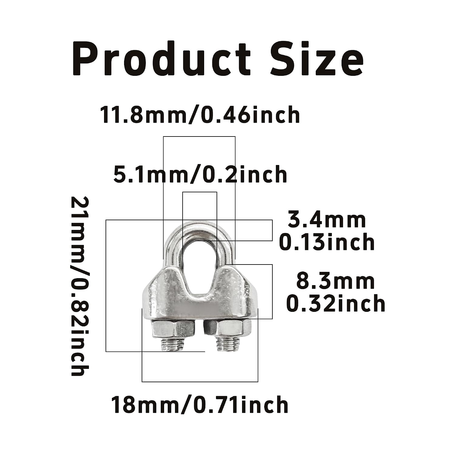 1/4"(6mm) Cable Clamp, 304 Stainless Steel Rubber Cushioned Insulated R ...