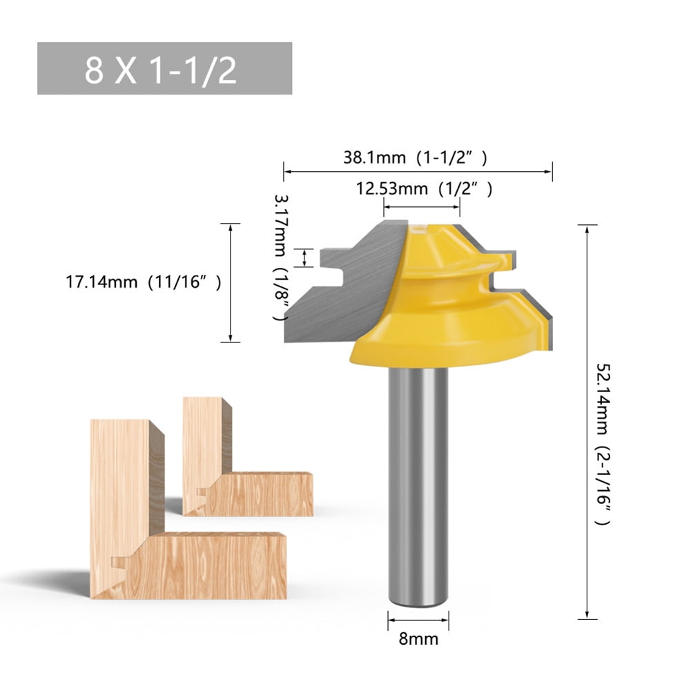 1/4" 8mm Shank 45 Degree Mortise Tenon Cutter Panel Line Router Bit ...