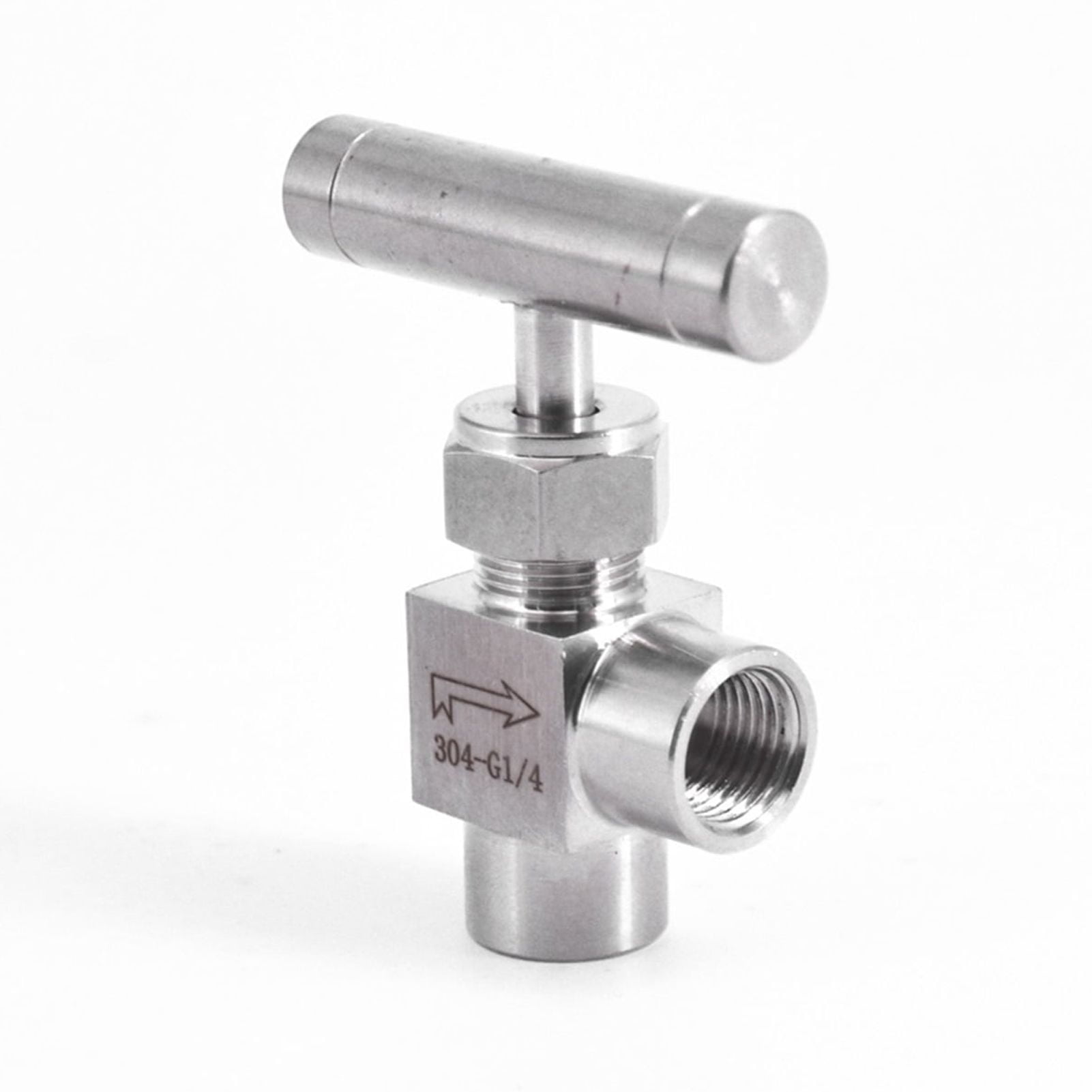 1/4" BSP Female Male Elbow 90 Degree Needle Valve Crane 304 Stainless Flow Control With One ...