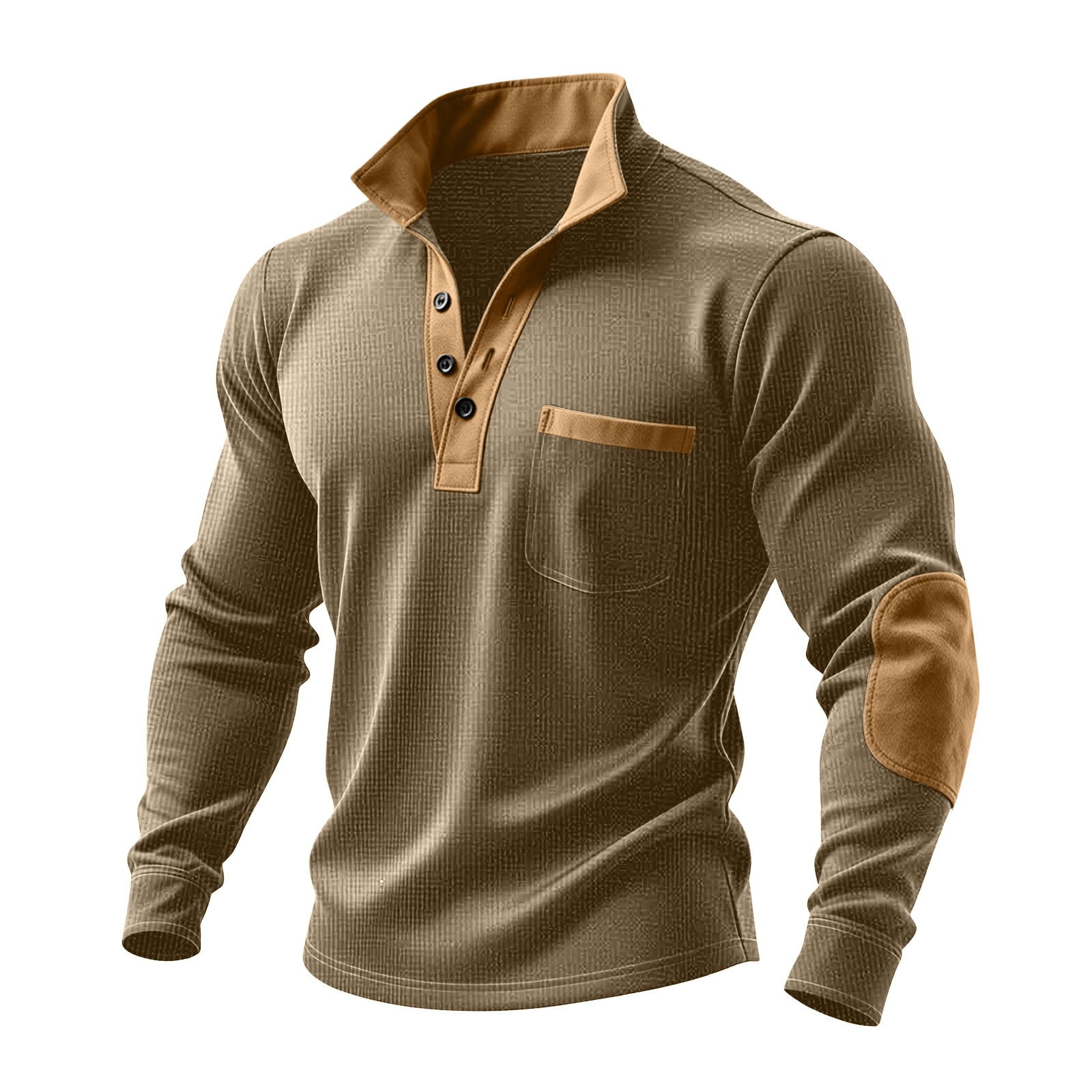 1/4 Button Pullovers for Men Long Sleeve Stand Collar T-shirts Casual ...