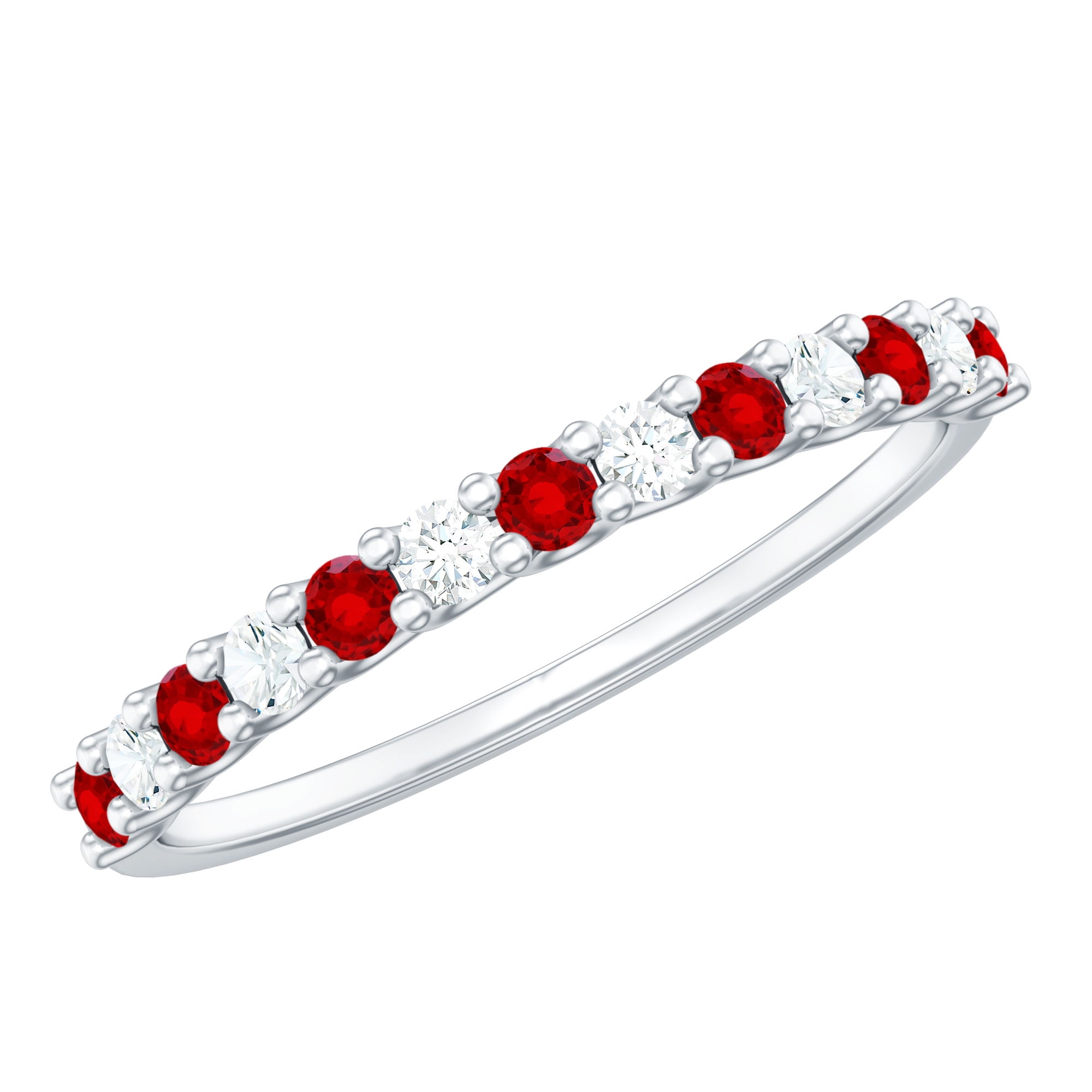 1/4 CT Created Ruby and Moissanite Stackable Ring Enhancer, 14K White ...
