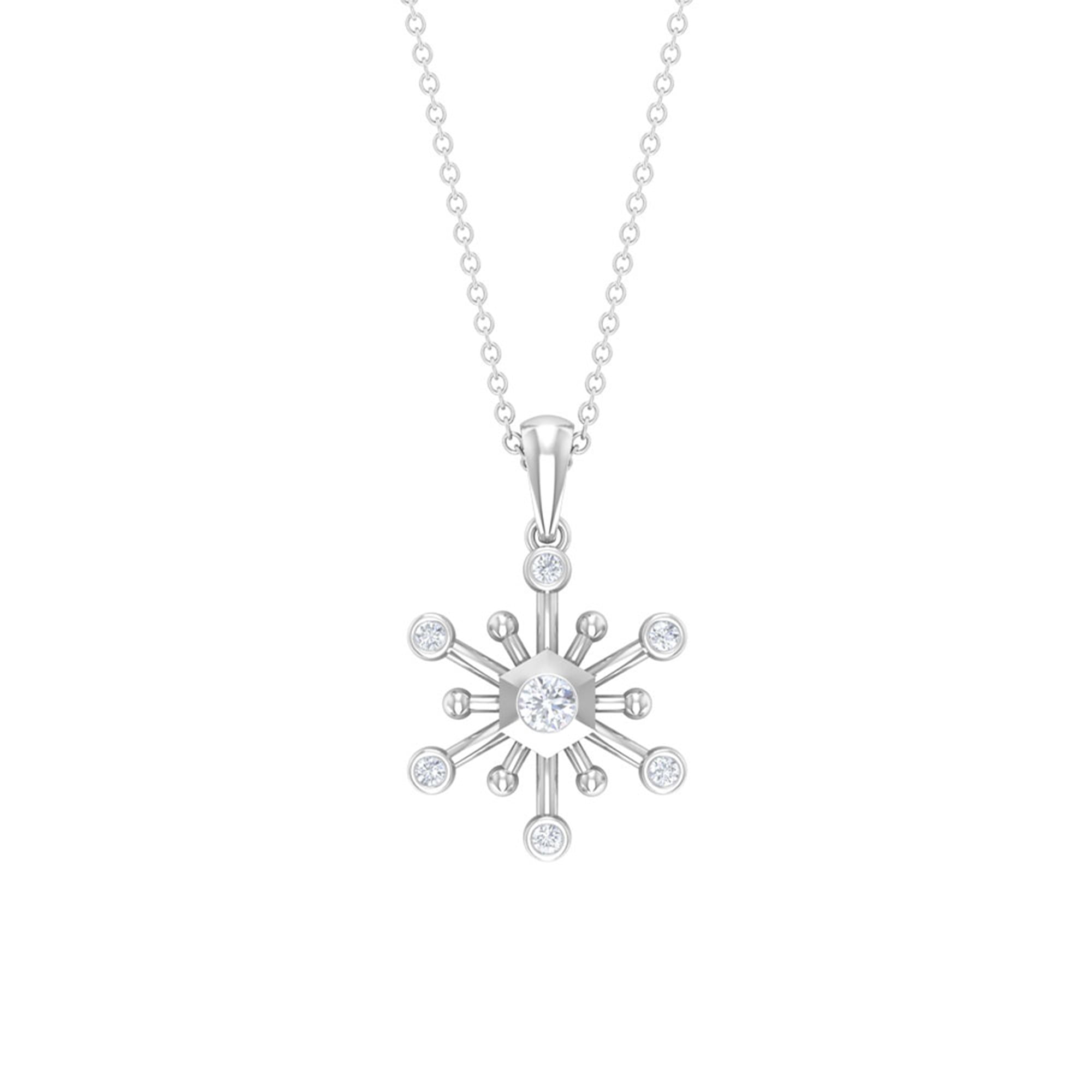 1/4 CT Diamond Snowflake Pendant in Gold for Women, 925 Sterling Silver ...