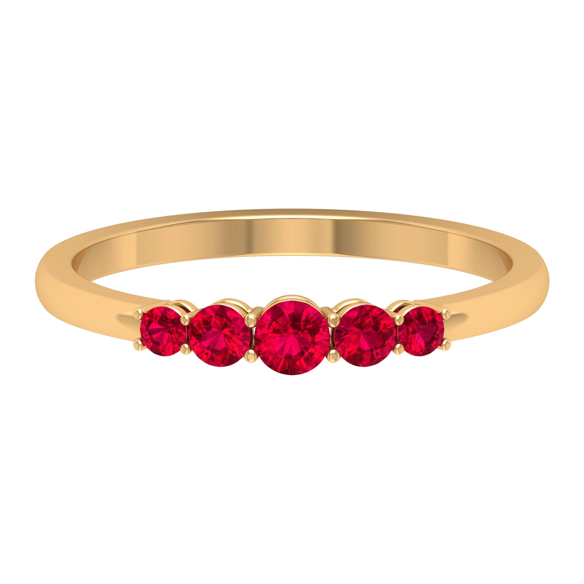 1/4 CT Elegant Ruby Five Stone Promise Ring in Graduated Style, 14K ...