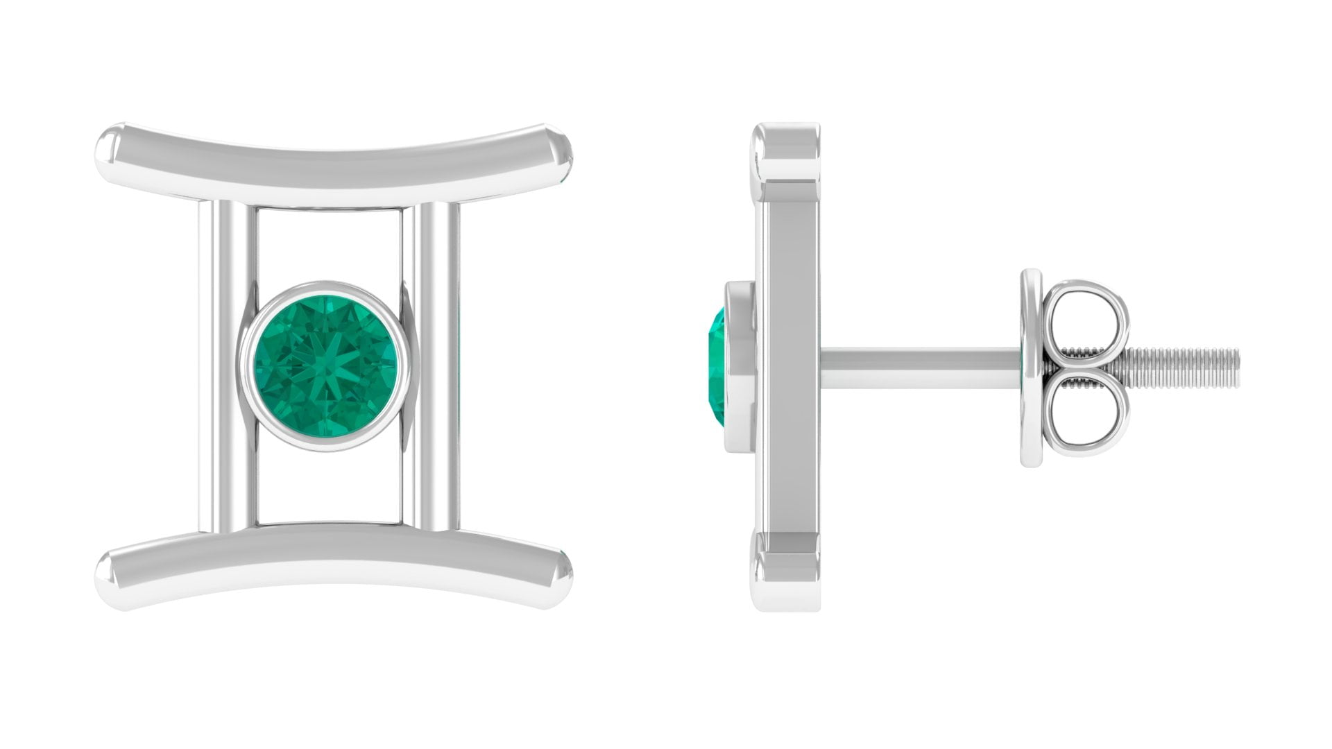 Rosec Jewels 1/4 CT Gemini Zodiac Emerald Stud Earrings, 10K White Gold ...