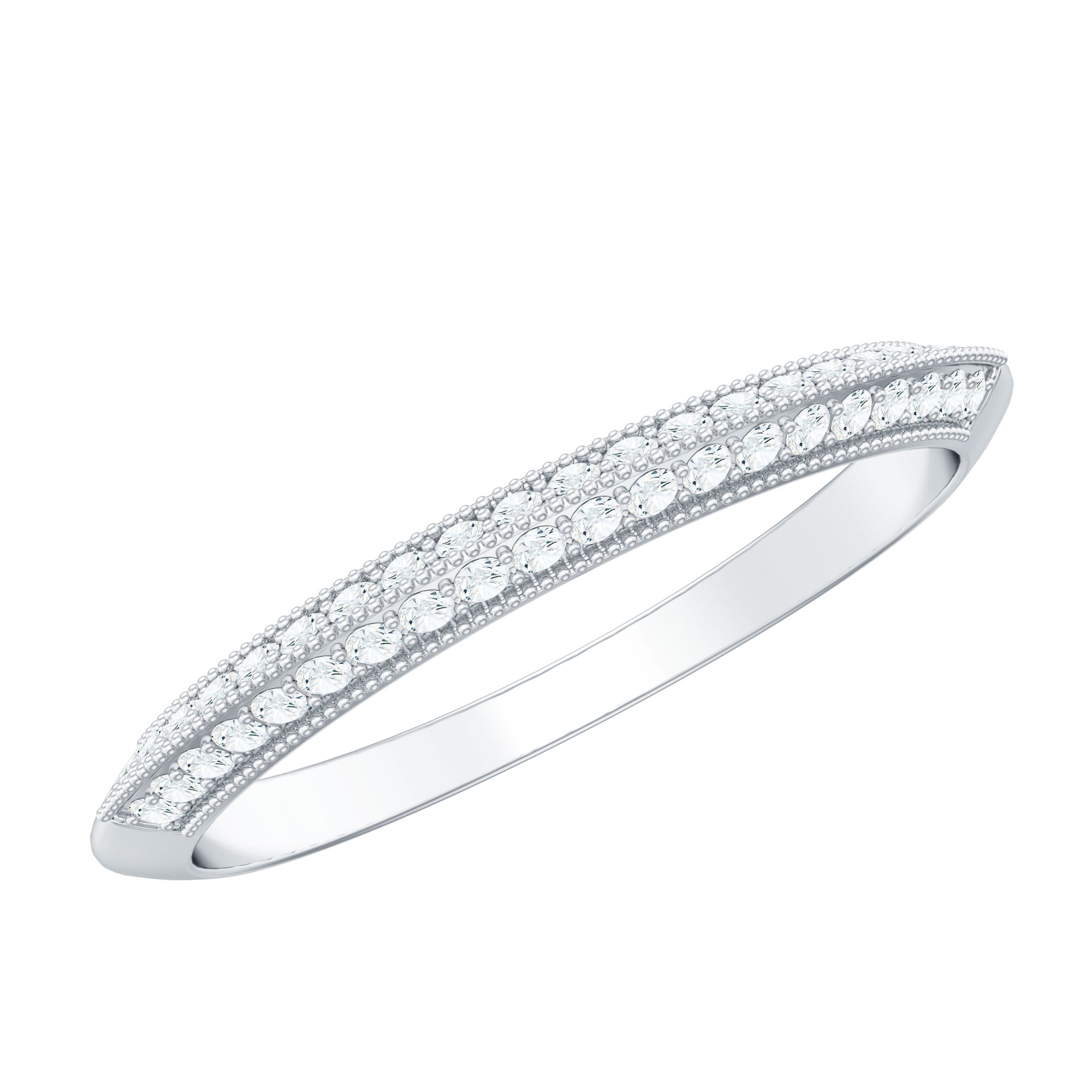 1/4 CT Knife Edge Moissanite Stackable Enhancer Gold Beaded Ring, 10K ...