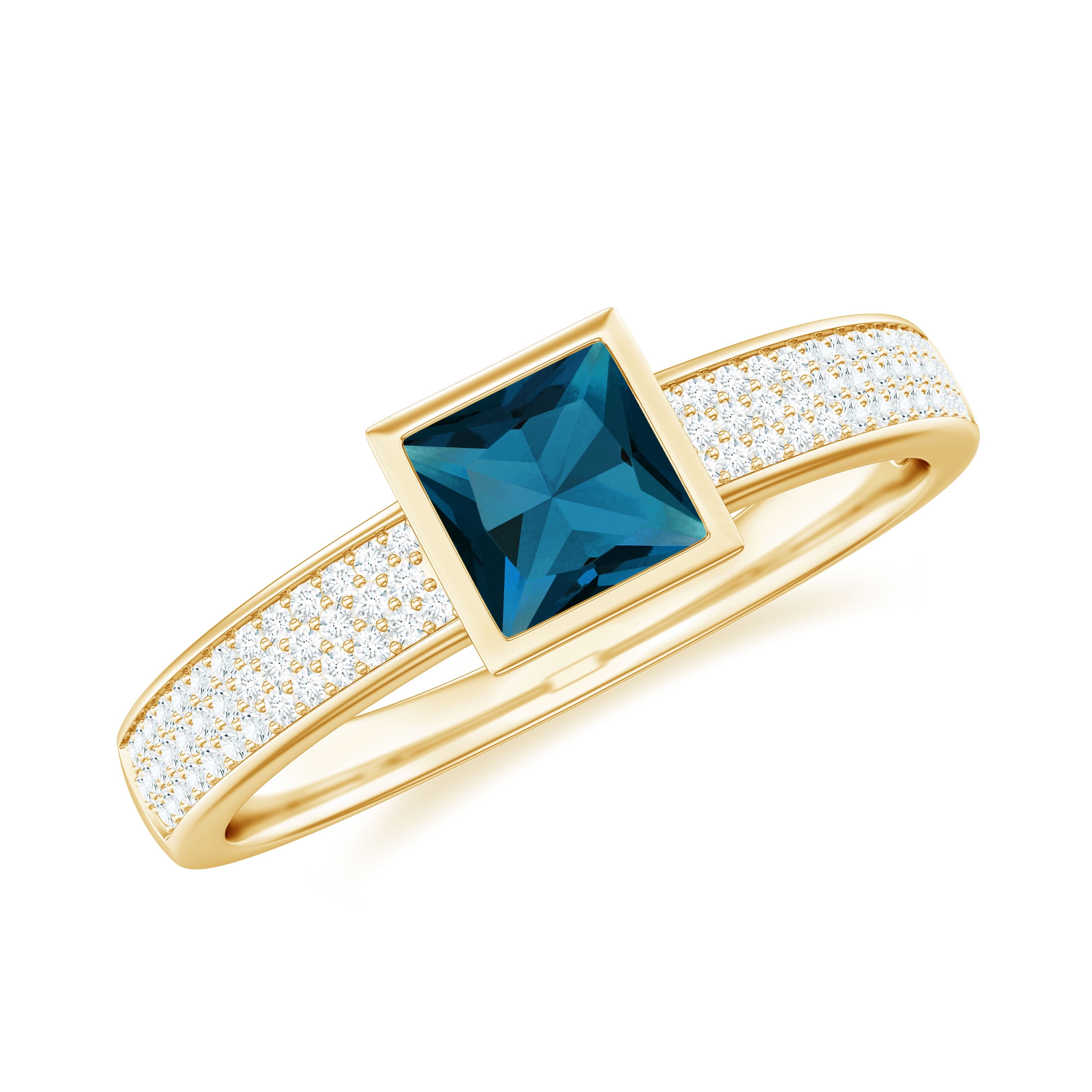 Rosec Jewels 1/4 CT London Blue Topaz and Diamond Ring in Bezel Setting ...