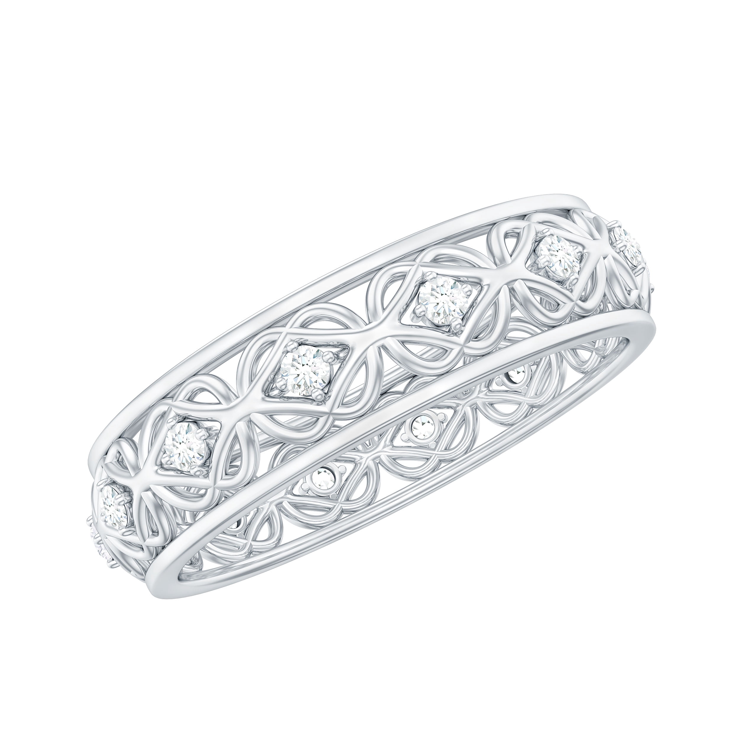 Rosec Jewels 1/4 CT Moissanite Band Ring, Celtic Gold Band Ring ...