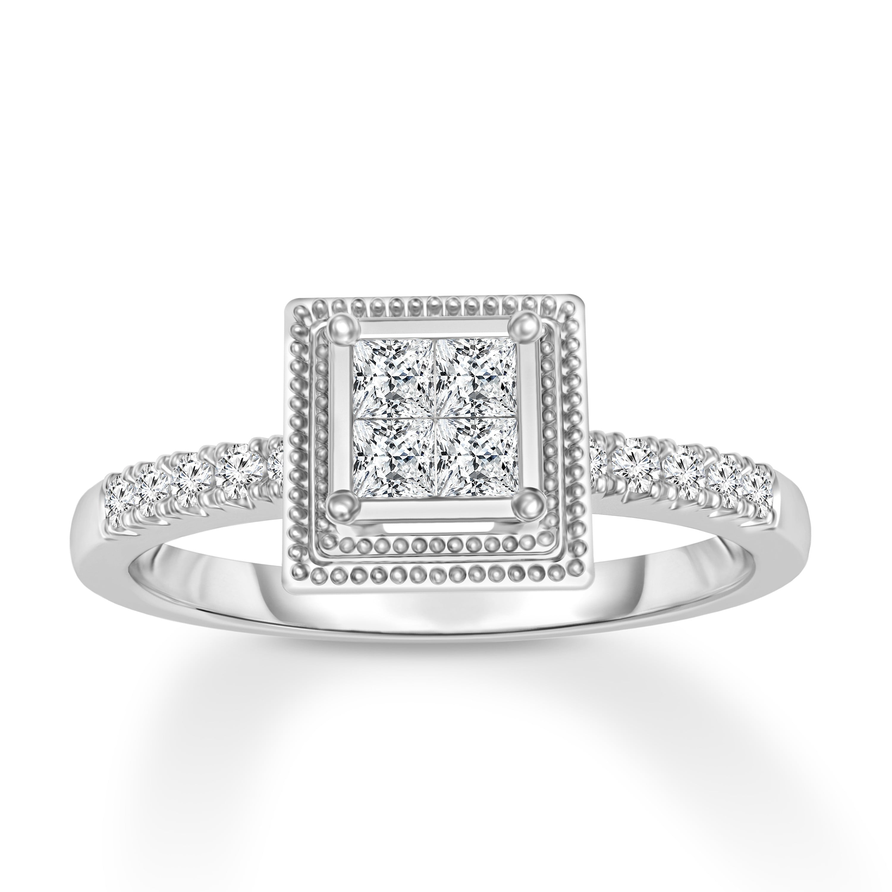 Square Diamond Promise Rings