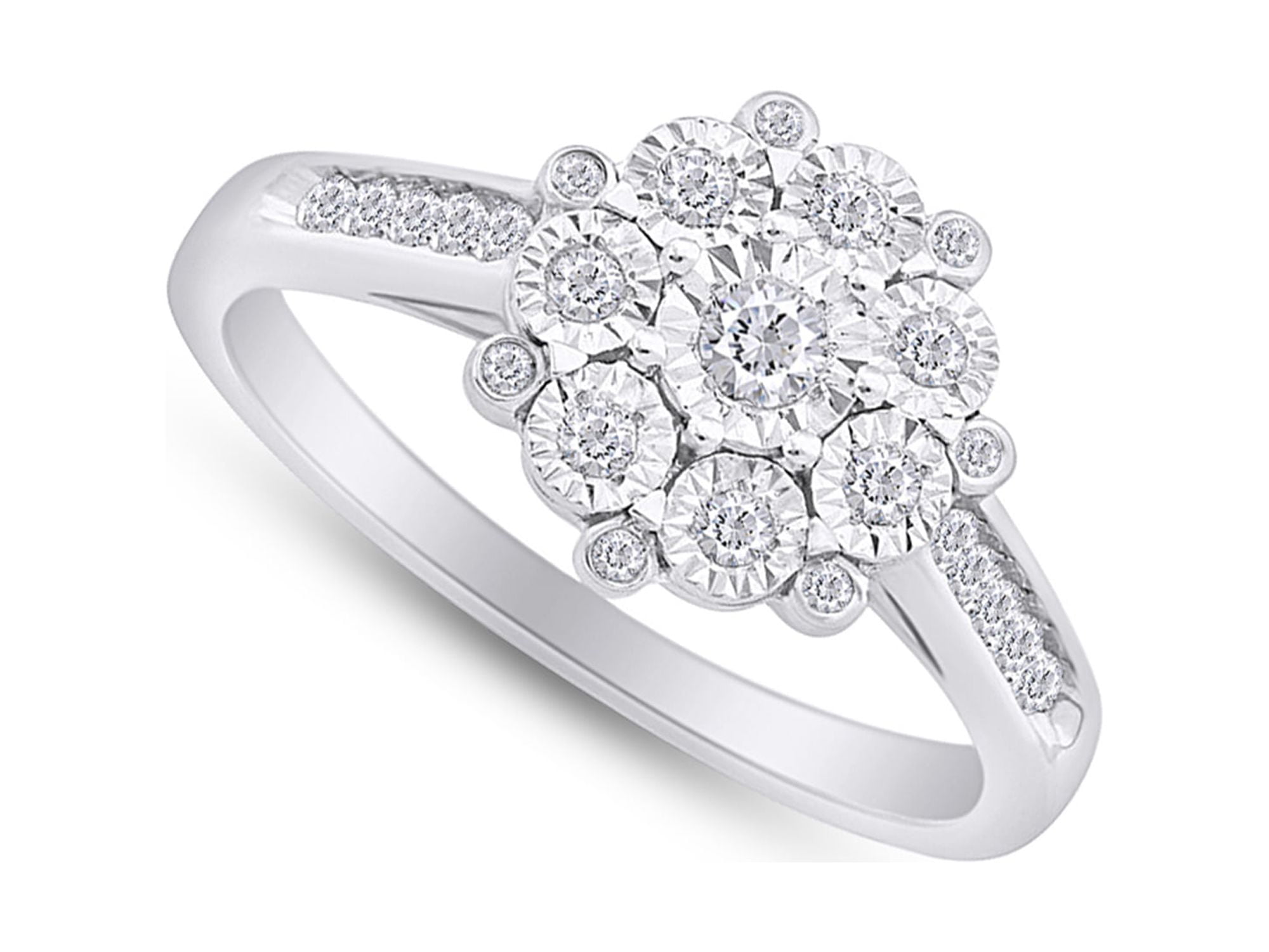 AFFY 1/4 CT.T.W. Round Cut Natural Diamond Engagement Wedding Ring For ...