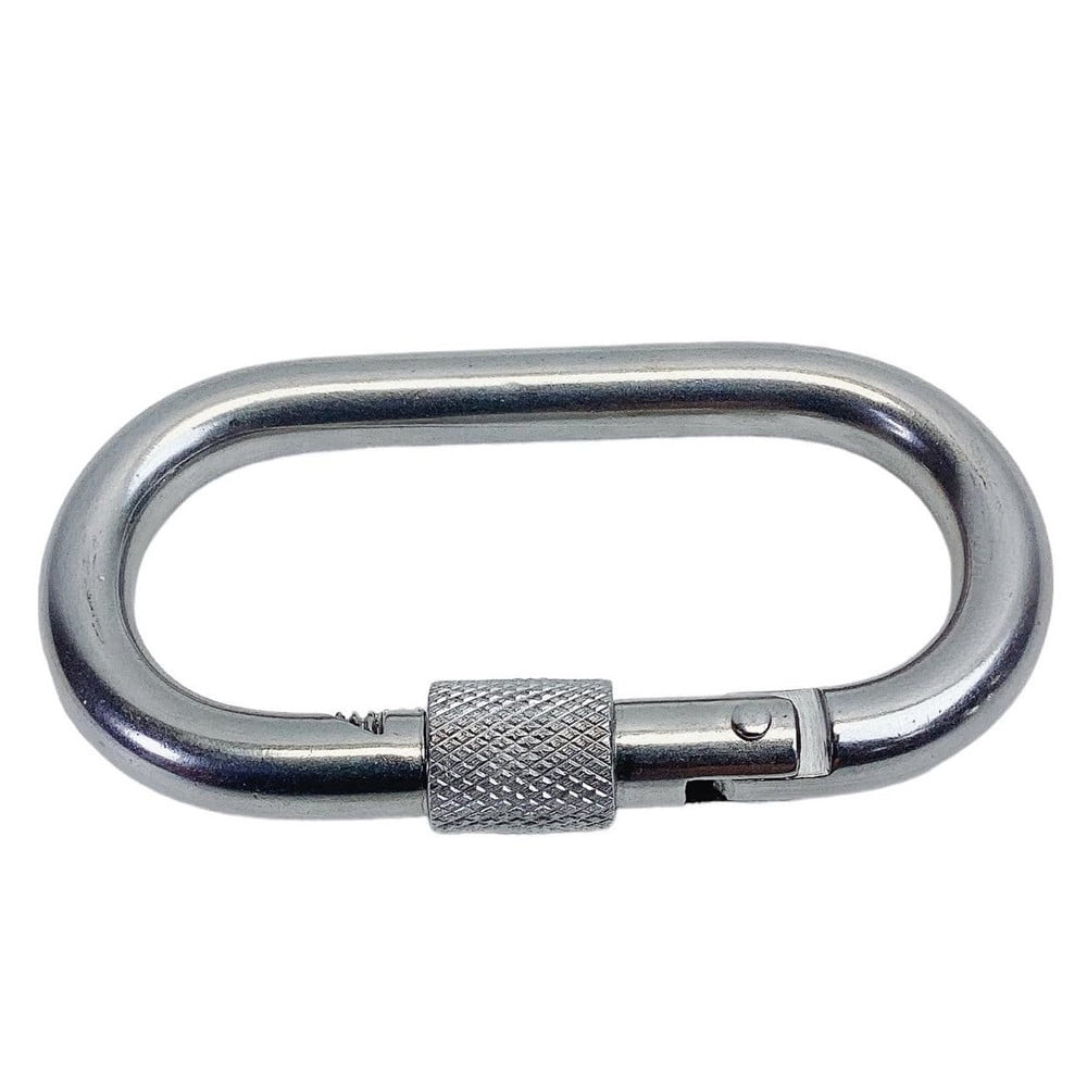 1/4" Carabiner Clip Spring Snap Hook Oval Shape With Lock Nut Stainless ...