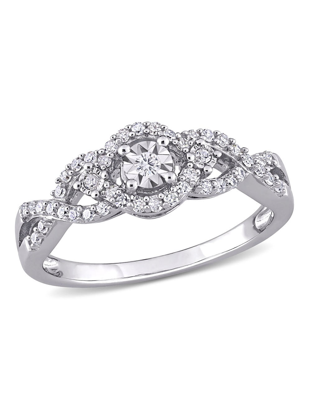 1/4 Carat (Ctw) Diamond Infinity Twist Ring in Sterling Silver ...