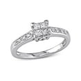 1/4 Carat (Ctw I2-I3, G-H) Princess-Cut Diamond Engagement Ring in 10K ...