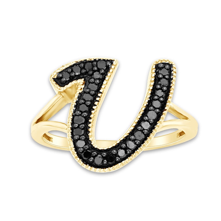 U Alphabet In Diamond 18K Yellow Gold U Alphabet Diamond