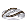 AFFY 1/4 Carat Round Cut Brown & White Natural Diamond Swirl Statement ...