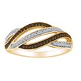 AFFY 1/4 Carat Round Cut Brown & White Natural Diamond Swirl Statement ...