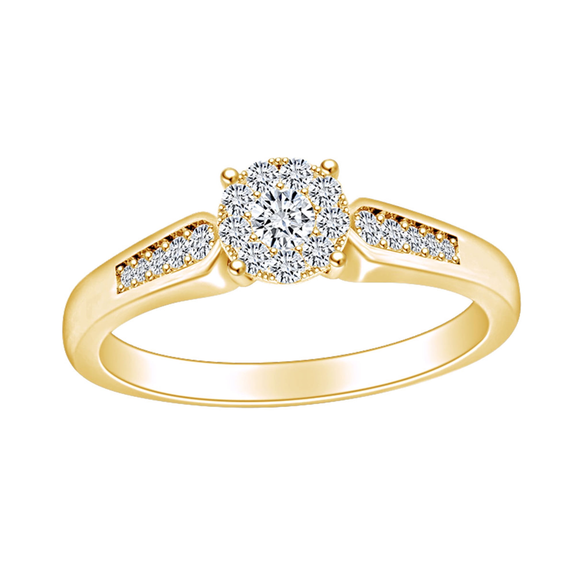 AFFY 1/4 Carat Round Cut White Natural Diamond Promise Engagement Ring ...