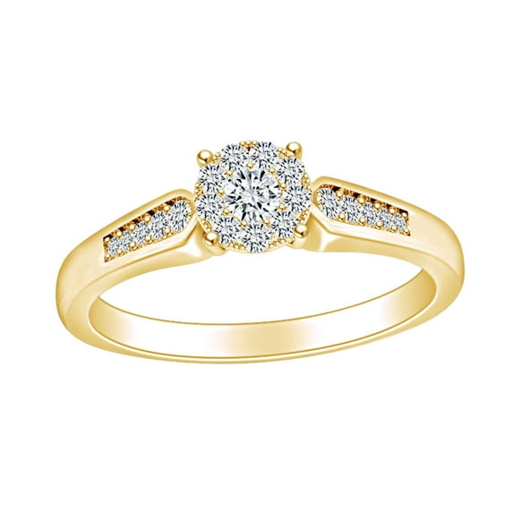 AFFY 1/4 Carat Round Cut White Natural Diamond Promise Engagement Ring ...