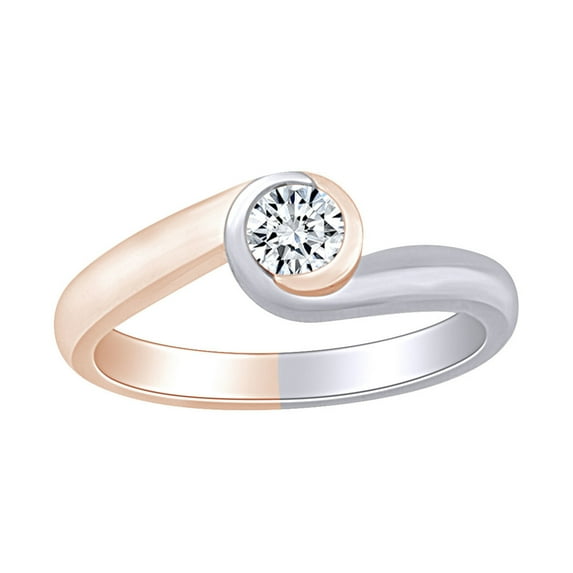 AFFY 1/4 Carat Round Shape White Natural Diamond Two Tone Bypass ...