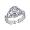 1/4 Carat T.W. Diamond Sterling Silver Halo Crossover Bridal Set - Walmart.com