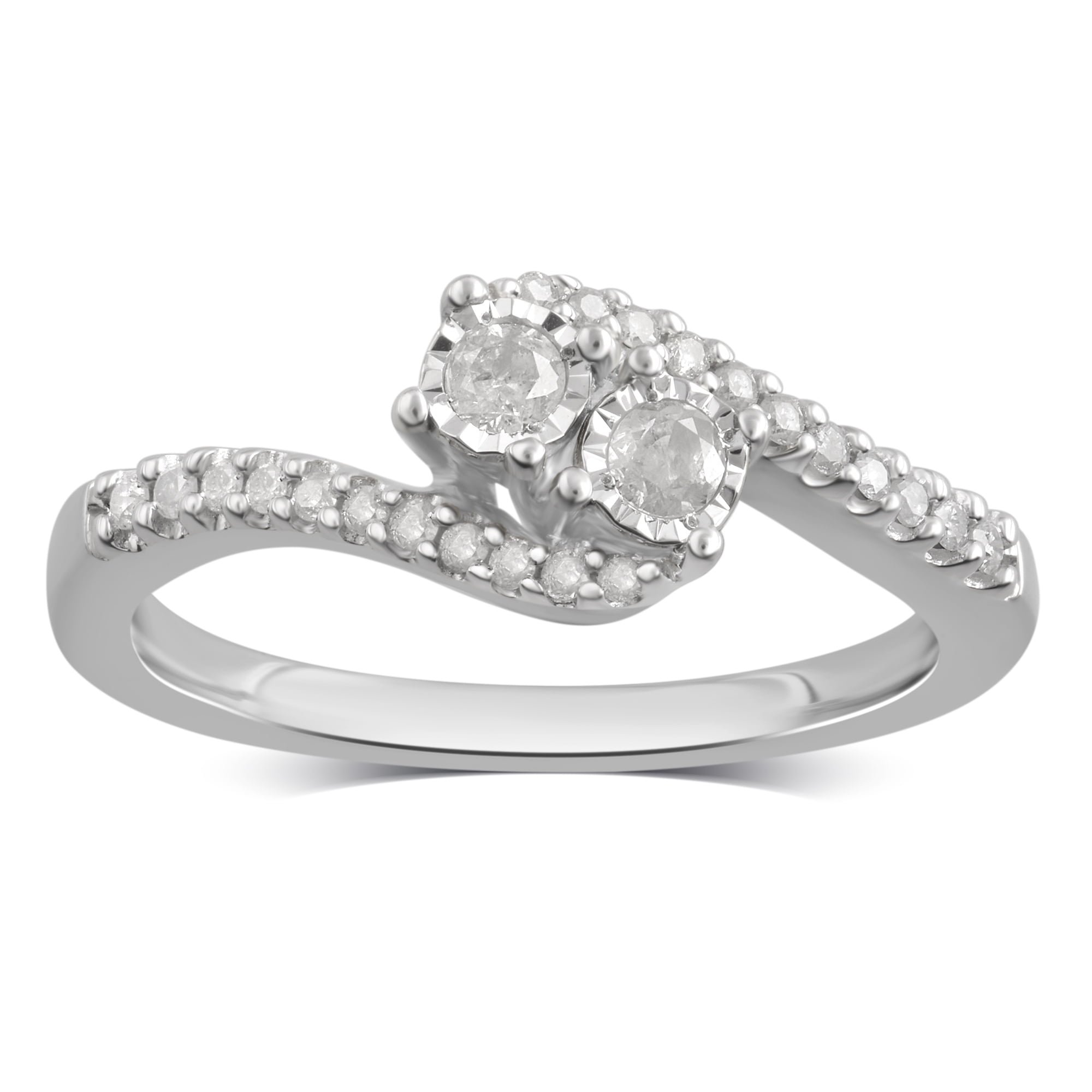 1/4 Carat T.W. Round Diamond Sterling Silver Engagement Ring. (J/I2-I3 ...