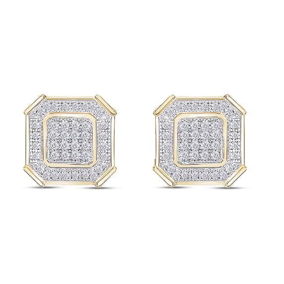 AFFY 1/4 Carat White Natural Diamond Round Cut Square Cluster Earrings ...