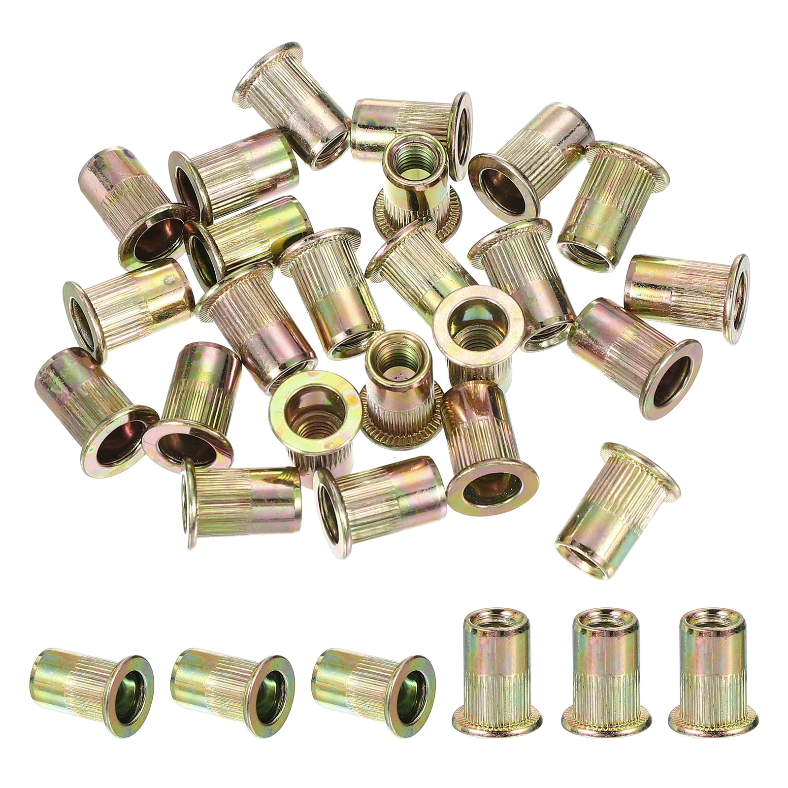 1/4" Carbon Steel Rivet Nut, Flat Head Rivet Nut Threaded Insert Nut ...