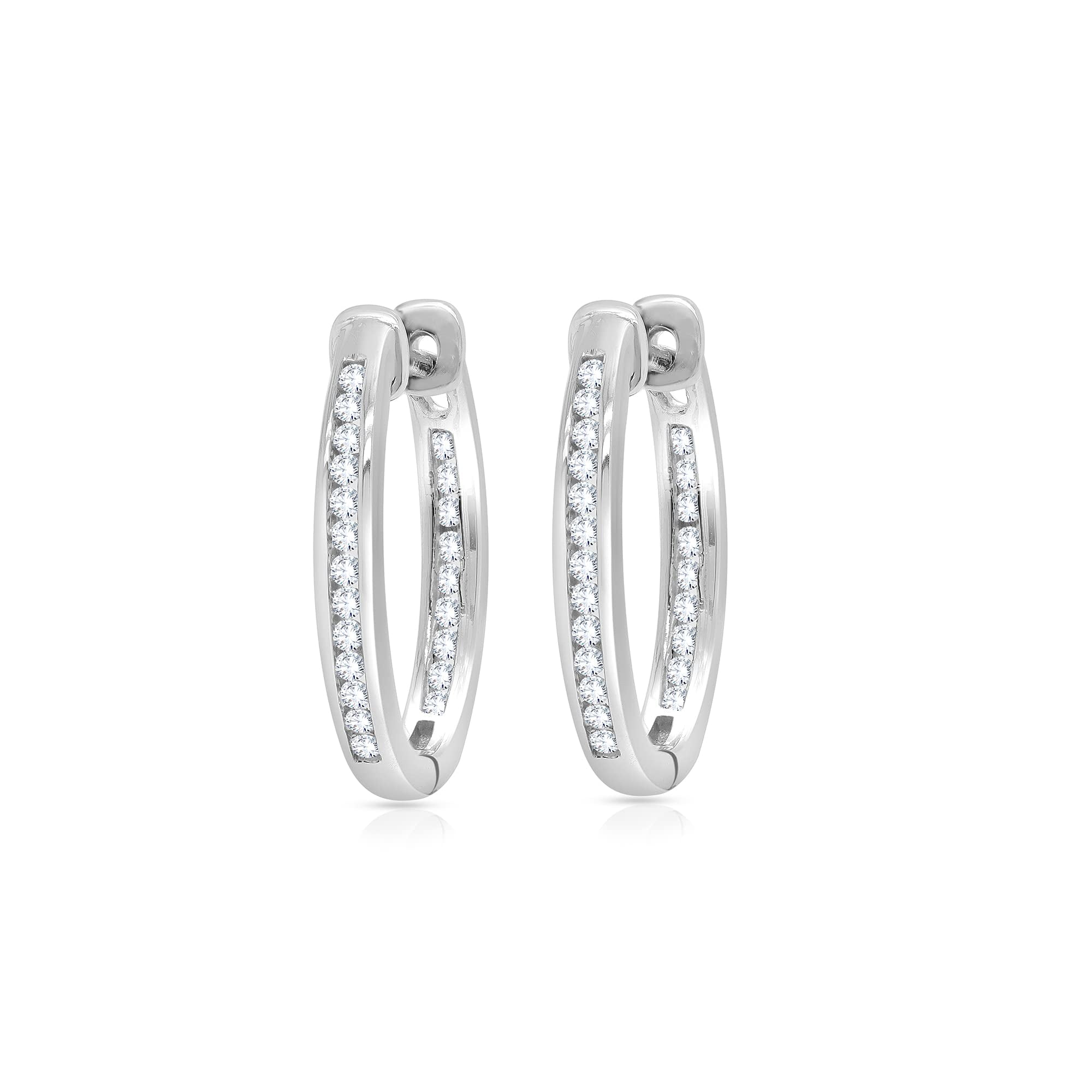 1/4 Cttw Round Cut Simulated Diamond Channel-Set Inside-Outside Hoop ...