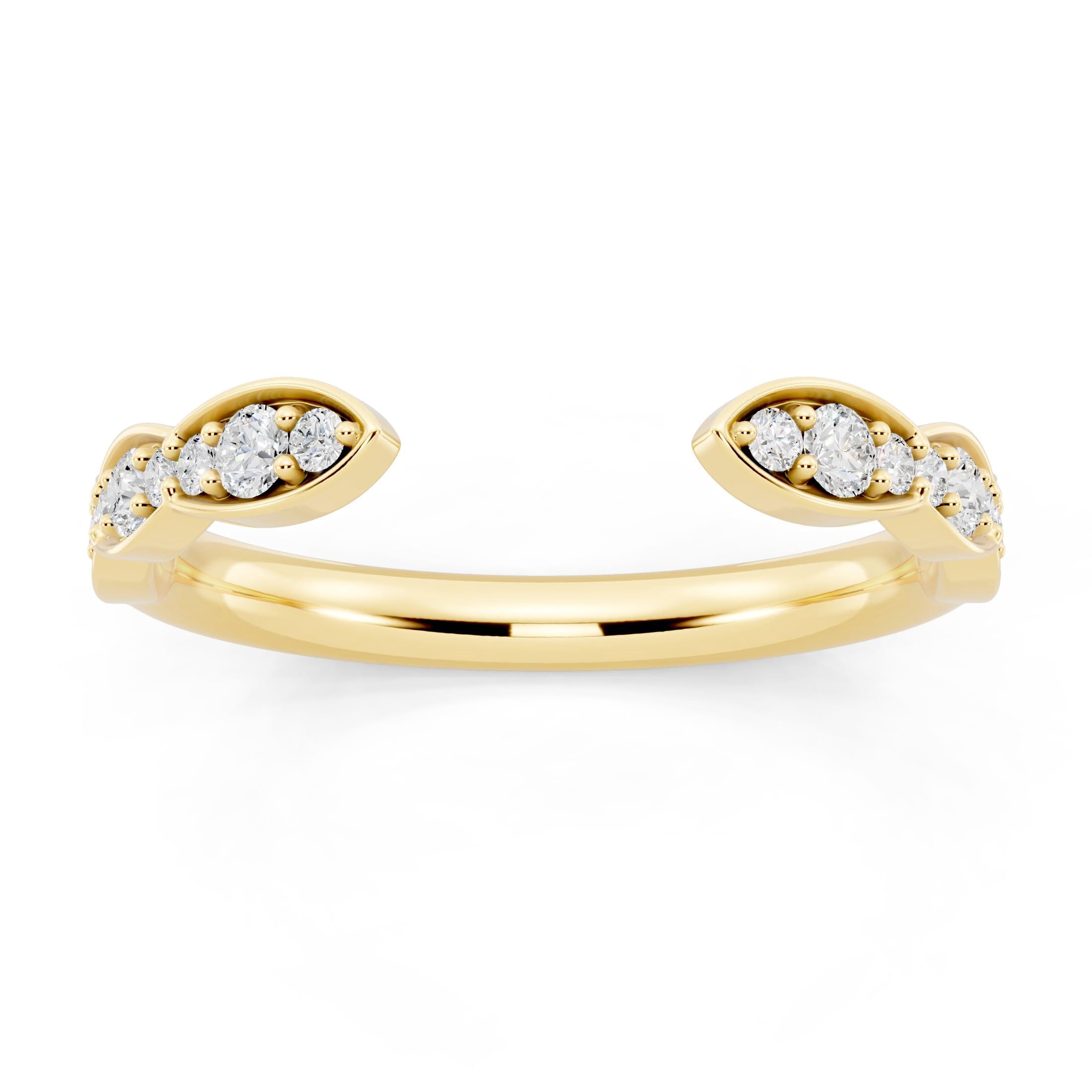 1/4 Cttw Round Moissanite Eternity Wedding Band Open Ring for Women 14K ...