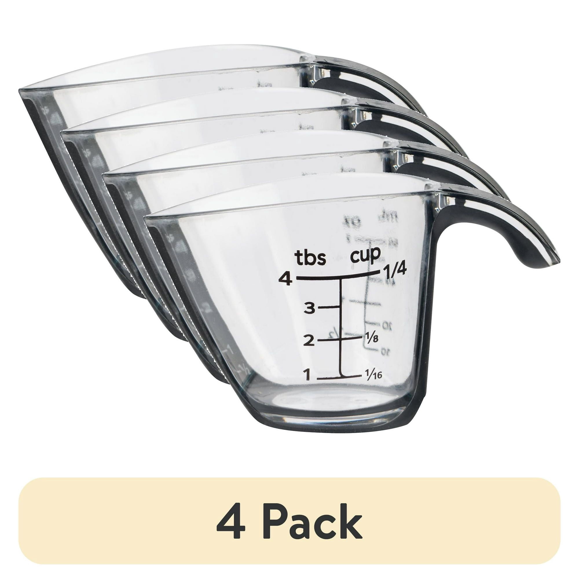 1/4 Cup Measuring Cups (4 Pack) - Plastic Mini Measuring Cup Set, Black ...