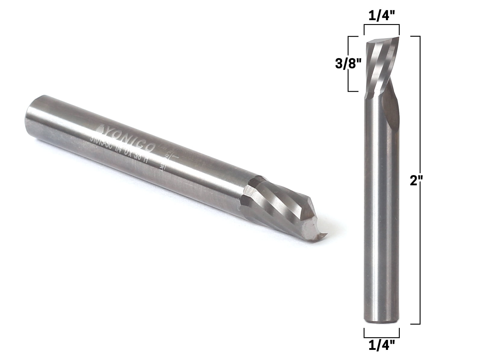 1/4" Diameter O Flute Upcut Spiral End Mill CNC Router Bit - 1/4" Shank ...