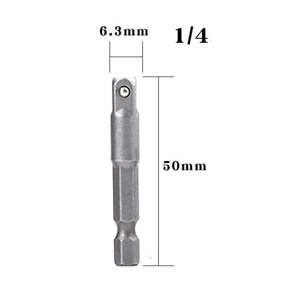 1/4" Drill Socket Adapter Driver Hex Shank To Square Socket Extension ...