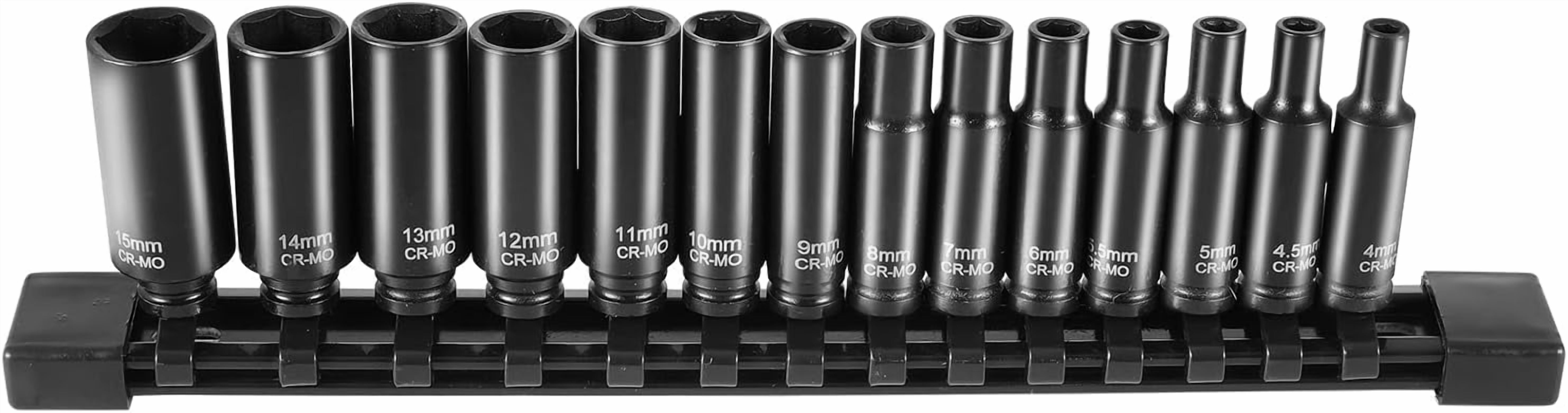 1/4" Drive Impact Socket Set, 14 count Deep Socket Set Metric 4-15mm, 6 ...