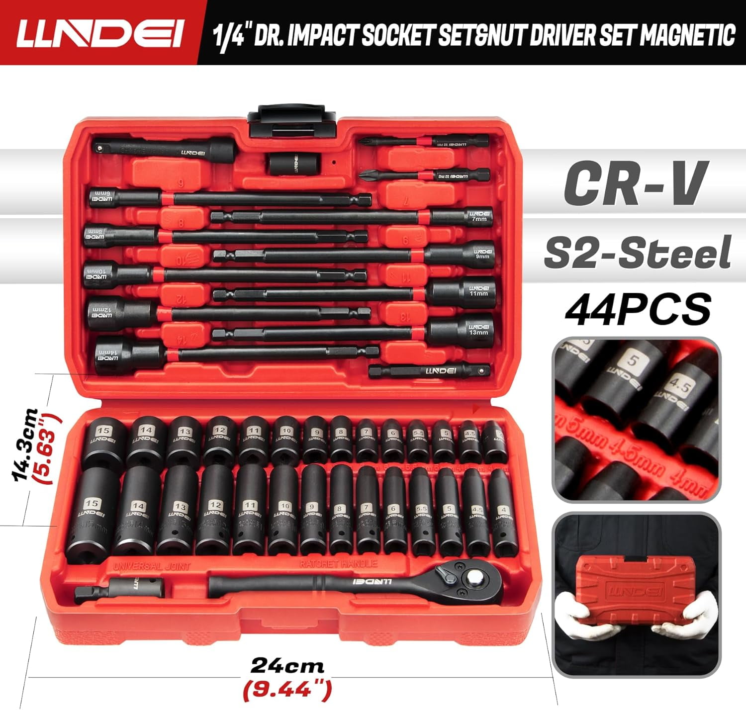 1/4" Drive Socket Set & Nut Driver Set 44PCS - Walmart.com