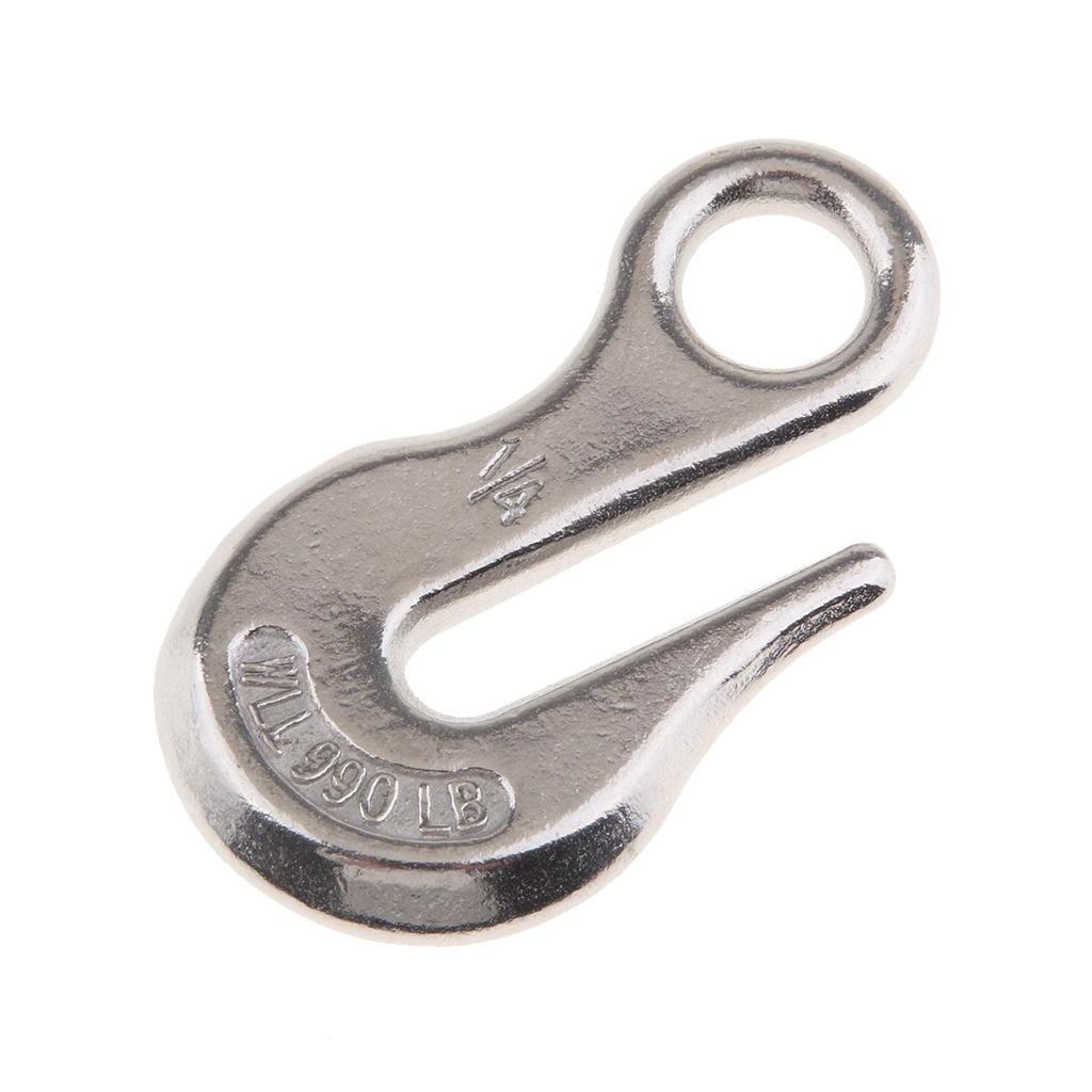 1/4" Eye Hoist Lifting Hook for Wire Rope Winch Cable Stainless Steel ...