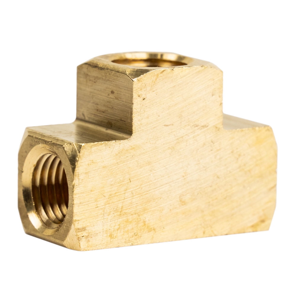 1/4" FNPT Brass Tee Pipe Fitting .25" T-Fitting Solid Brass Connector ...