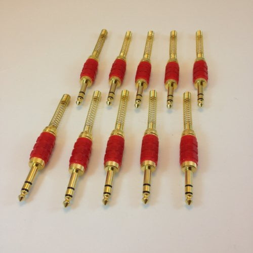 1/4" GOLD PLATED SHIELDED (6.3mm) STEREO PLUG WITH STRAIN RELIEF COLOR ...