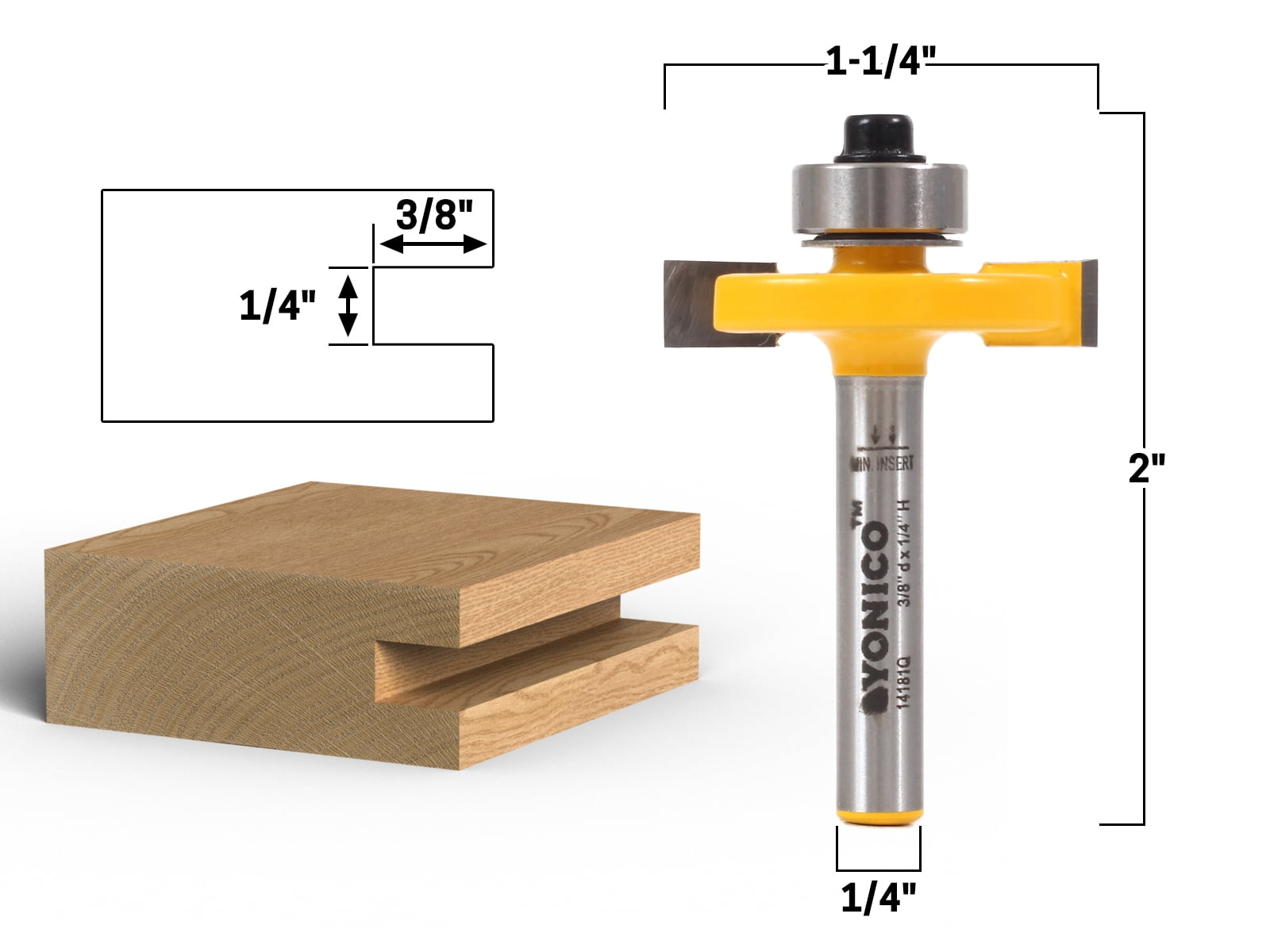 1/4" Height X 3/8" Depth Slot Cutter Router Bit - 1/4" Shank - Yonico ...
