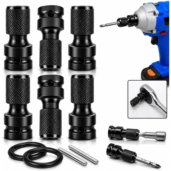 1/4 in Hex Shank Socket Adapter, 1/2 Square Drive to 1/4 Hex Bit ...