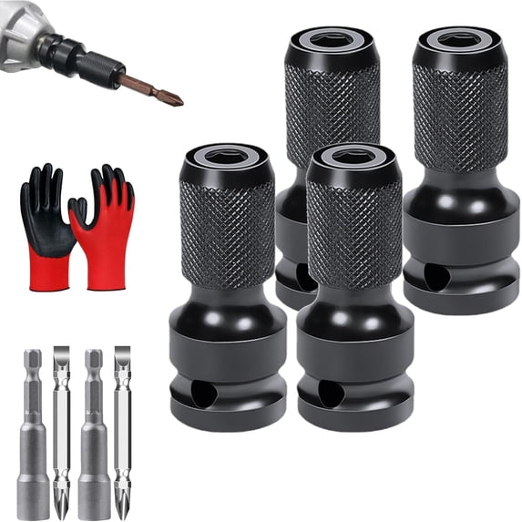 1/4" Hex Shank Socket Converter - 1/2" to 1/4", Quick Release Bit ...