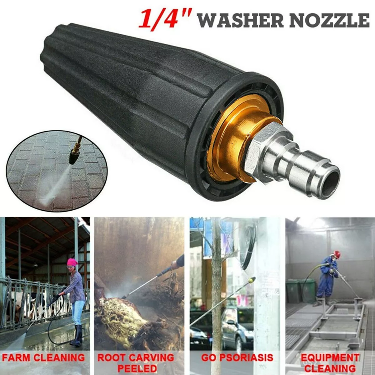 1/4" High Pressure Washer Rotating Turbo Nozzle Spray Tip 4.0 GPM ...