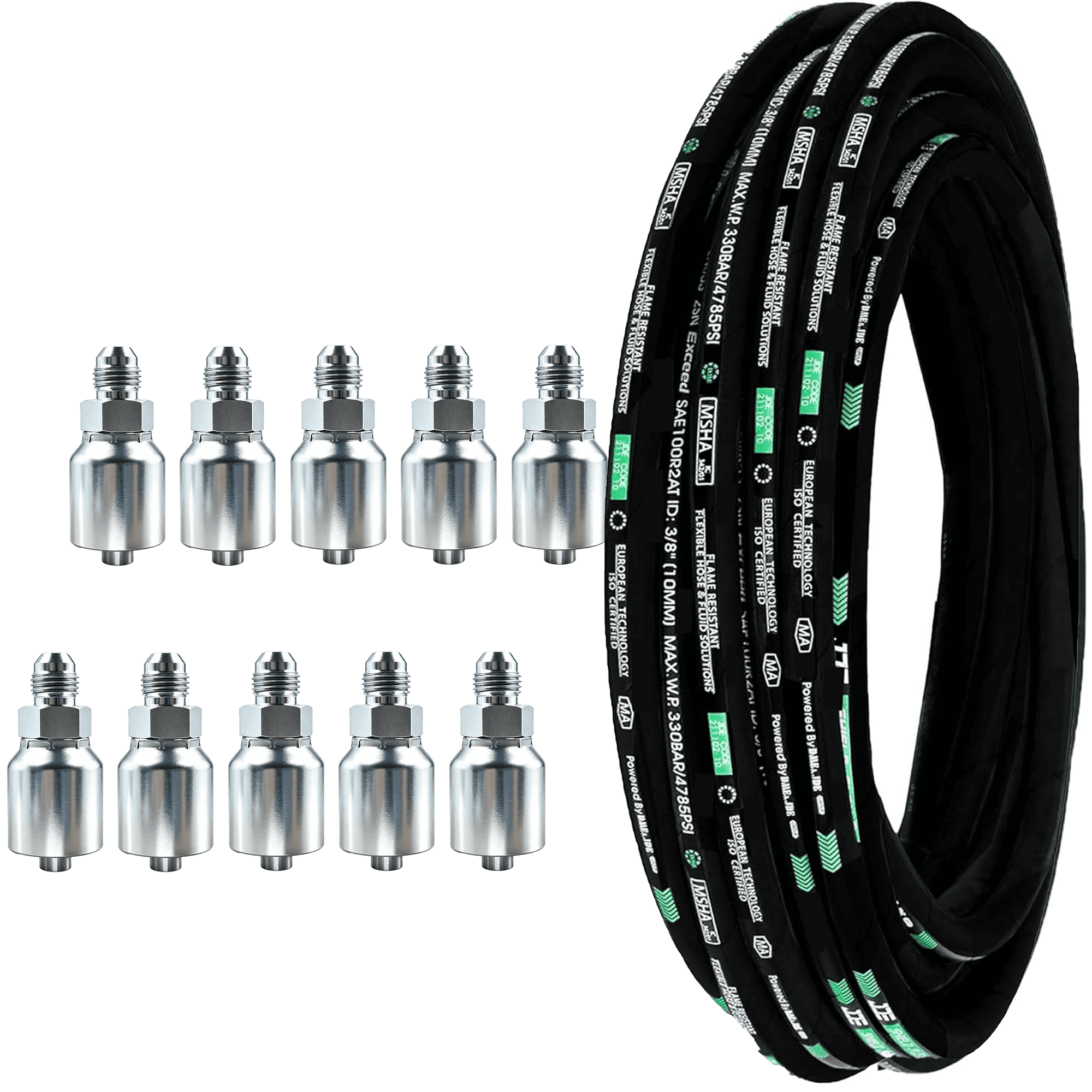 1/4 Inch 100 Ft Rubber Hydraulic Hose 5800 PSI with 10 NPT Male ...