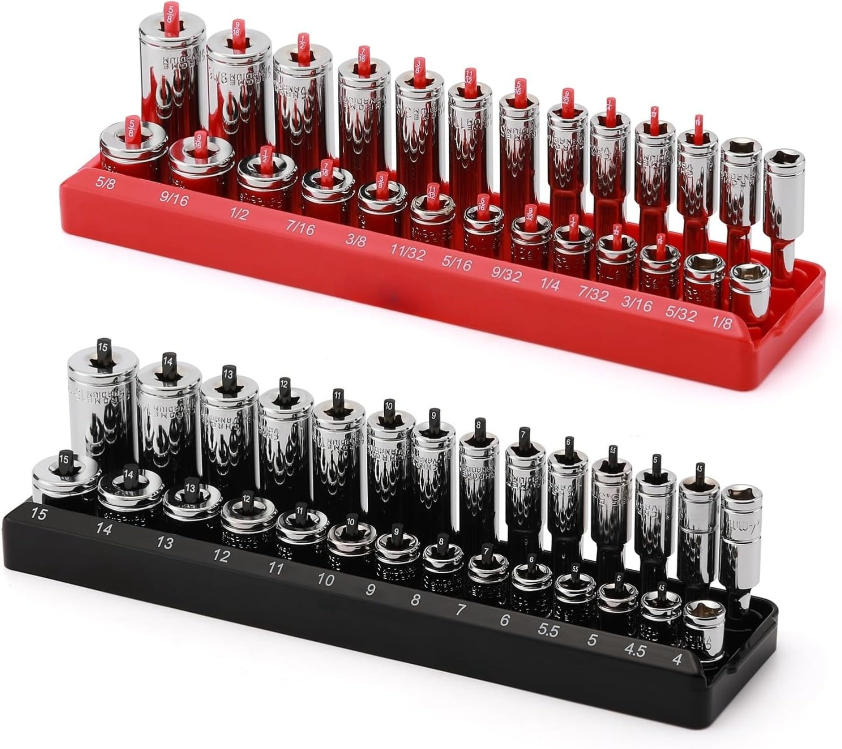 1/4-Inch Drive Socket Organizer Trays, 2-Piece SAE and Metric Socket ...
