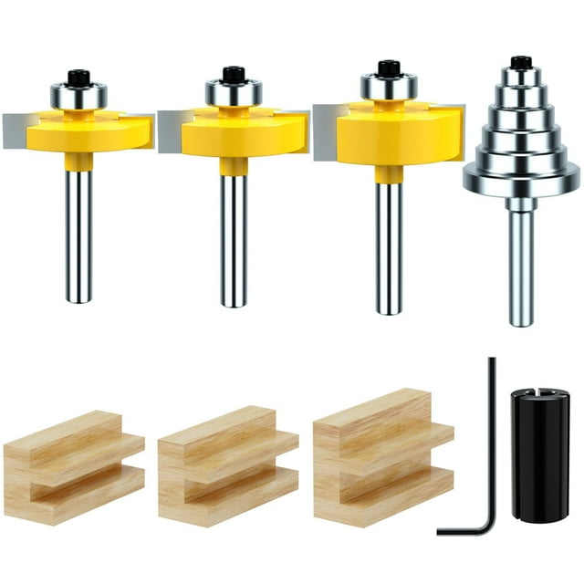 1/4 Inch Shank Rabbet Router Bit 1/4", 3/8", 1/2" Cutting Height with 6 ...