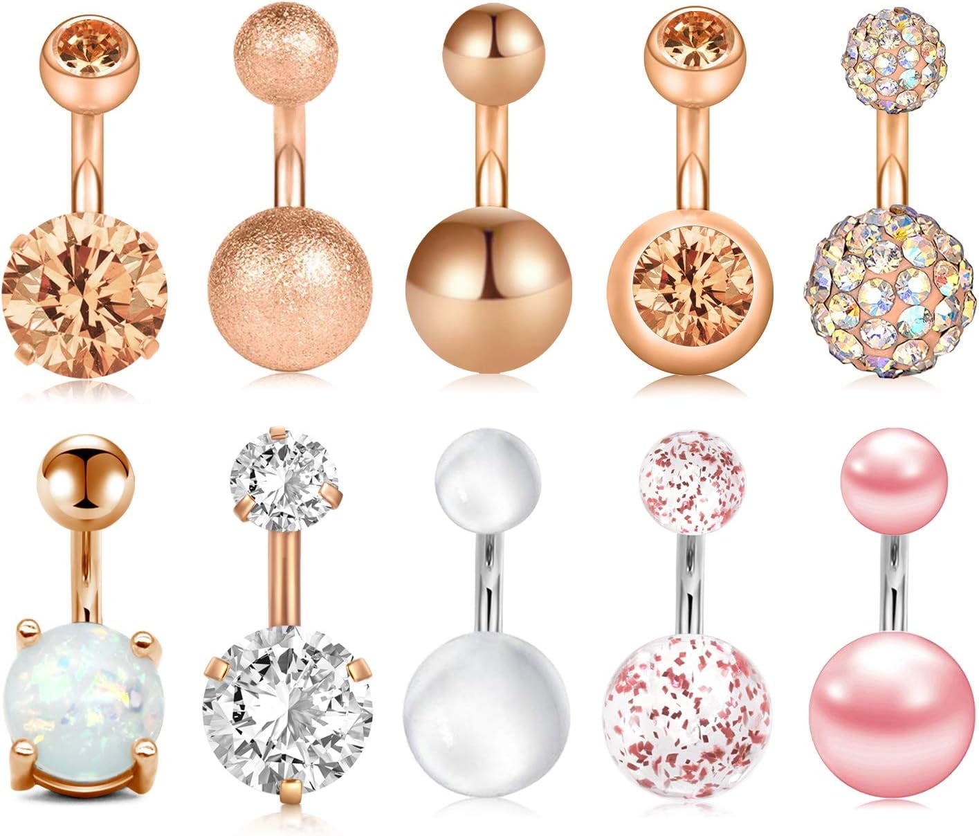 1/4 Inch Short Belly Button Rings 14G 6mm Stainless Steel Short Belly ...