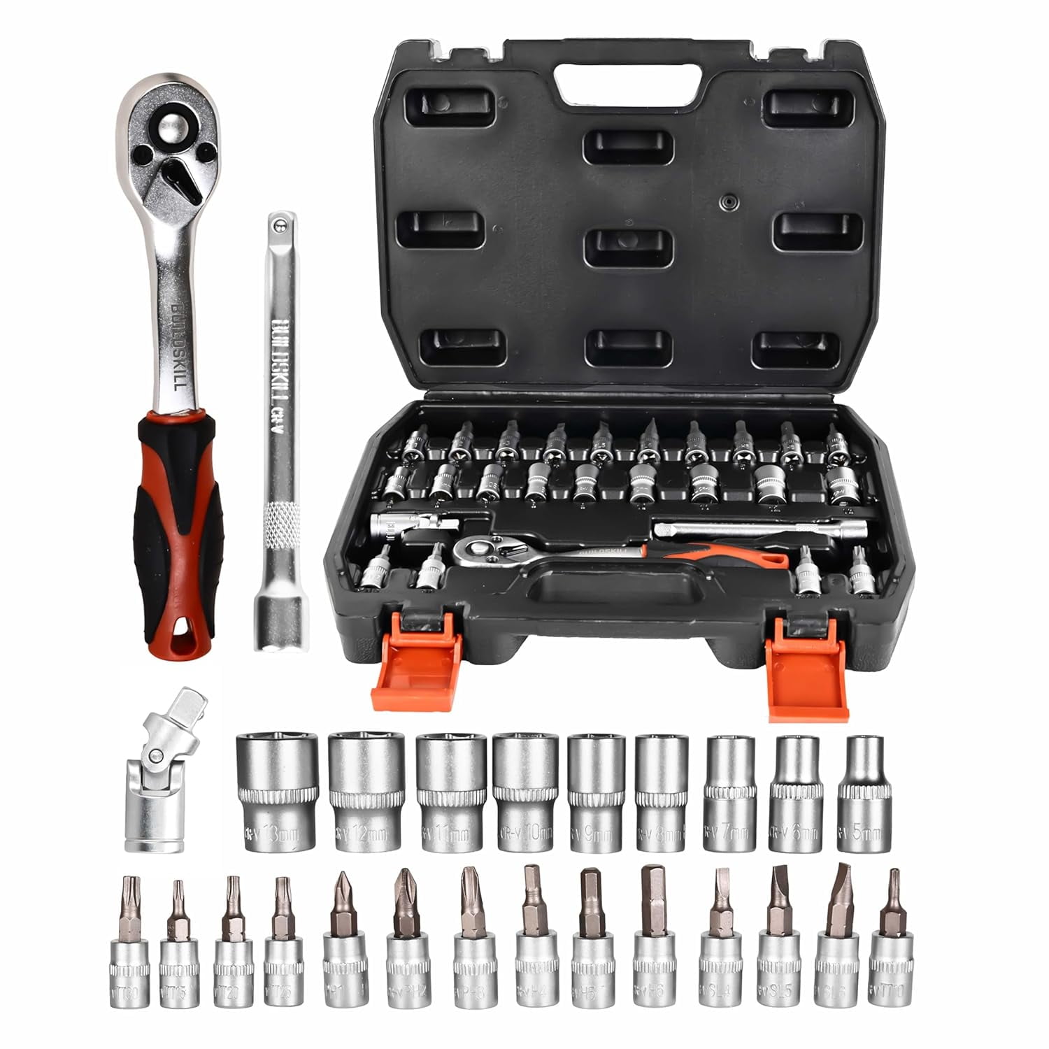 1-4 Inch Socket Set | 26 Piece - Heavy Duty Cr-V Material | 4 ...