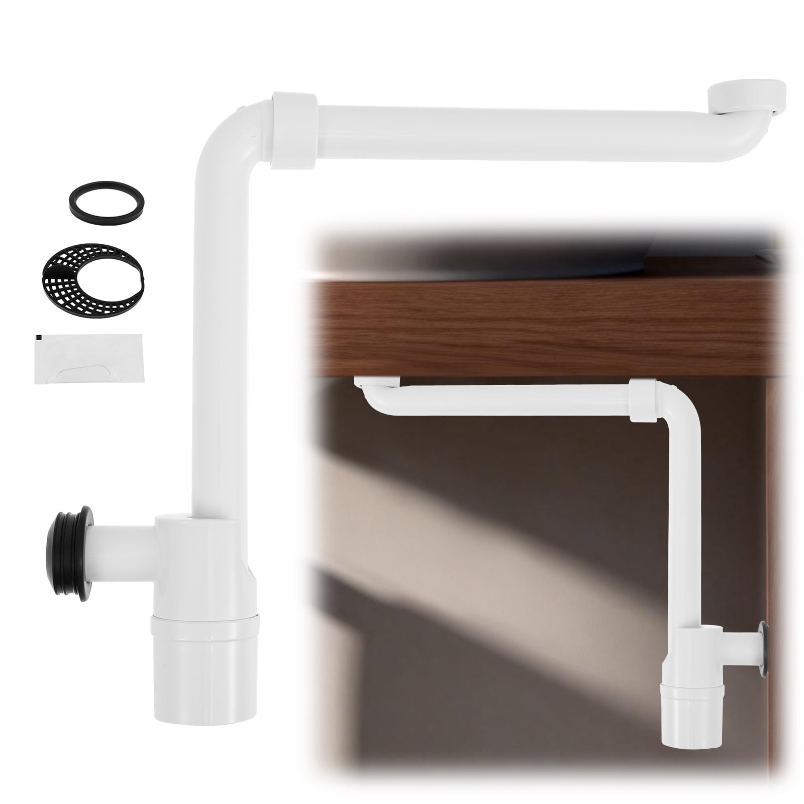 1/4 Inch Space Saving Siphon for Washbasin 360° Rotatable Sink Drain ...