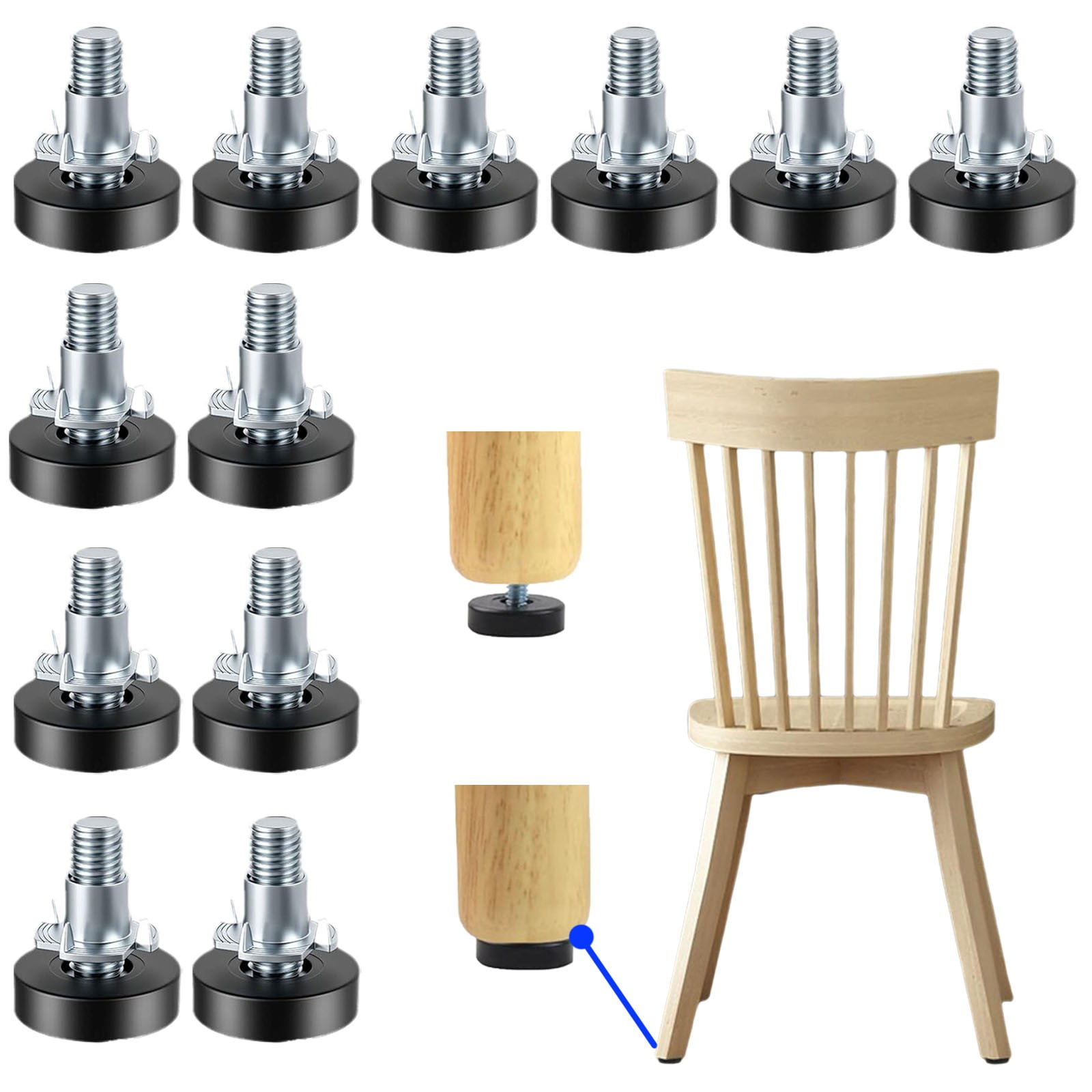 1/4 Inch Thread Furniture Leveling Feet 12 Pack Desk Legs Sofa Feet ...